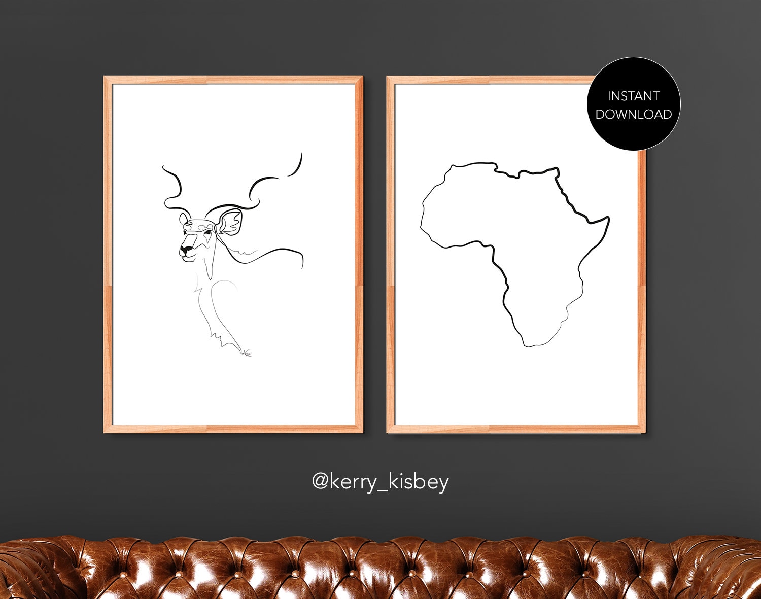 Kudu Line Drawing Art Print, Africa, Instant Digital Download - Etsy
