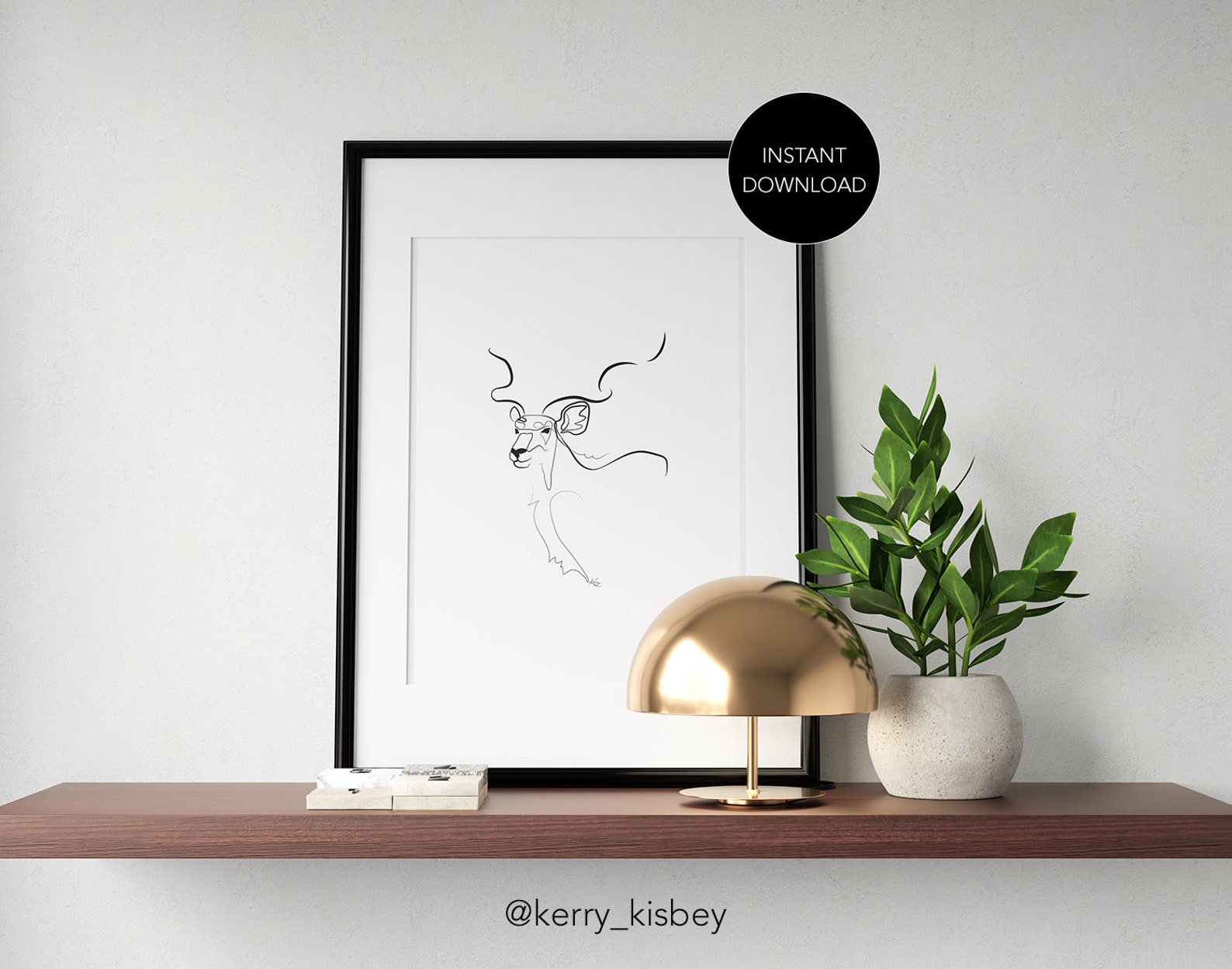 Kudu Line Drawing Art Print, Africa, Instant Digital Download - Etsy