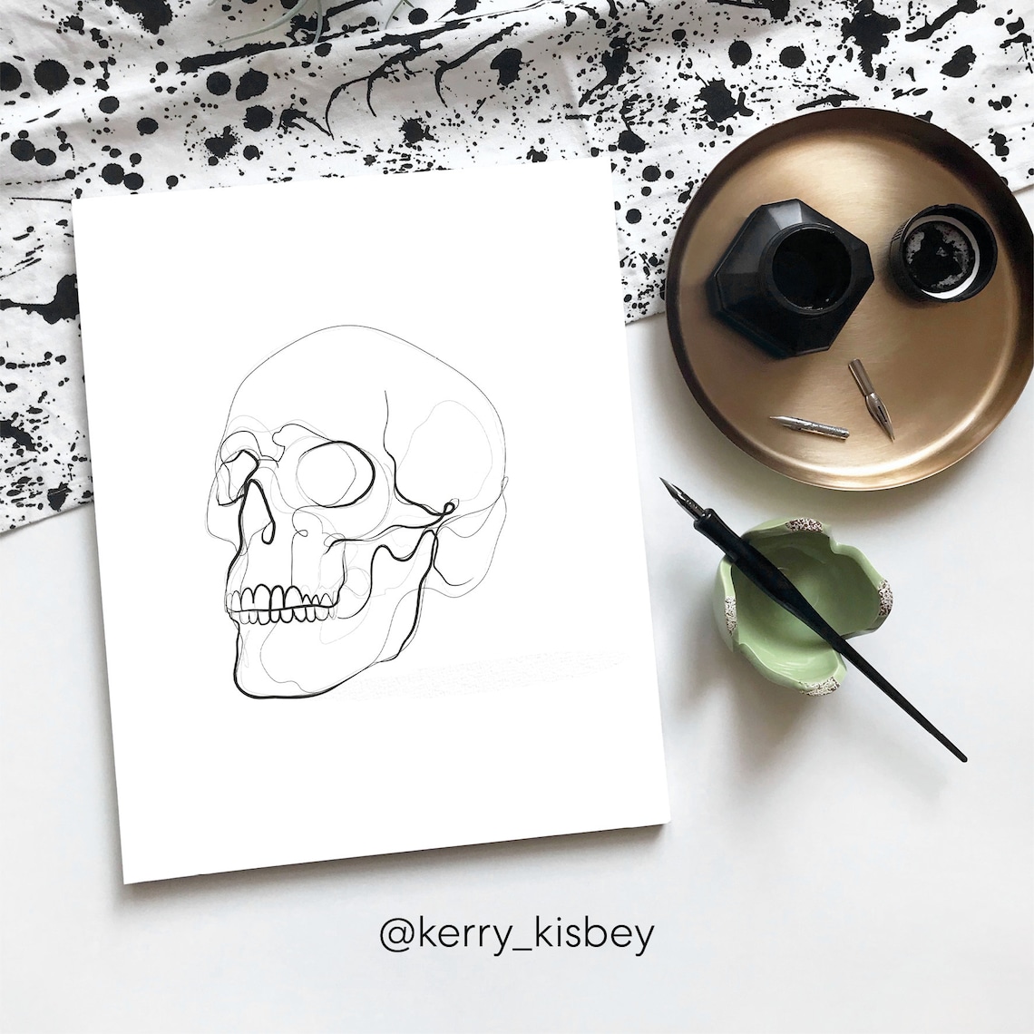 SKULL Line Drawing Art Print, Instant Digital Download - Etsy