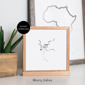 Kudu Line Drawing Art Print, Africa, Instant Digital Download - Etsy