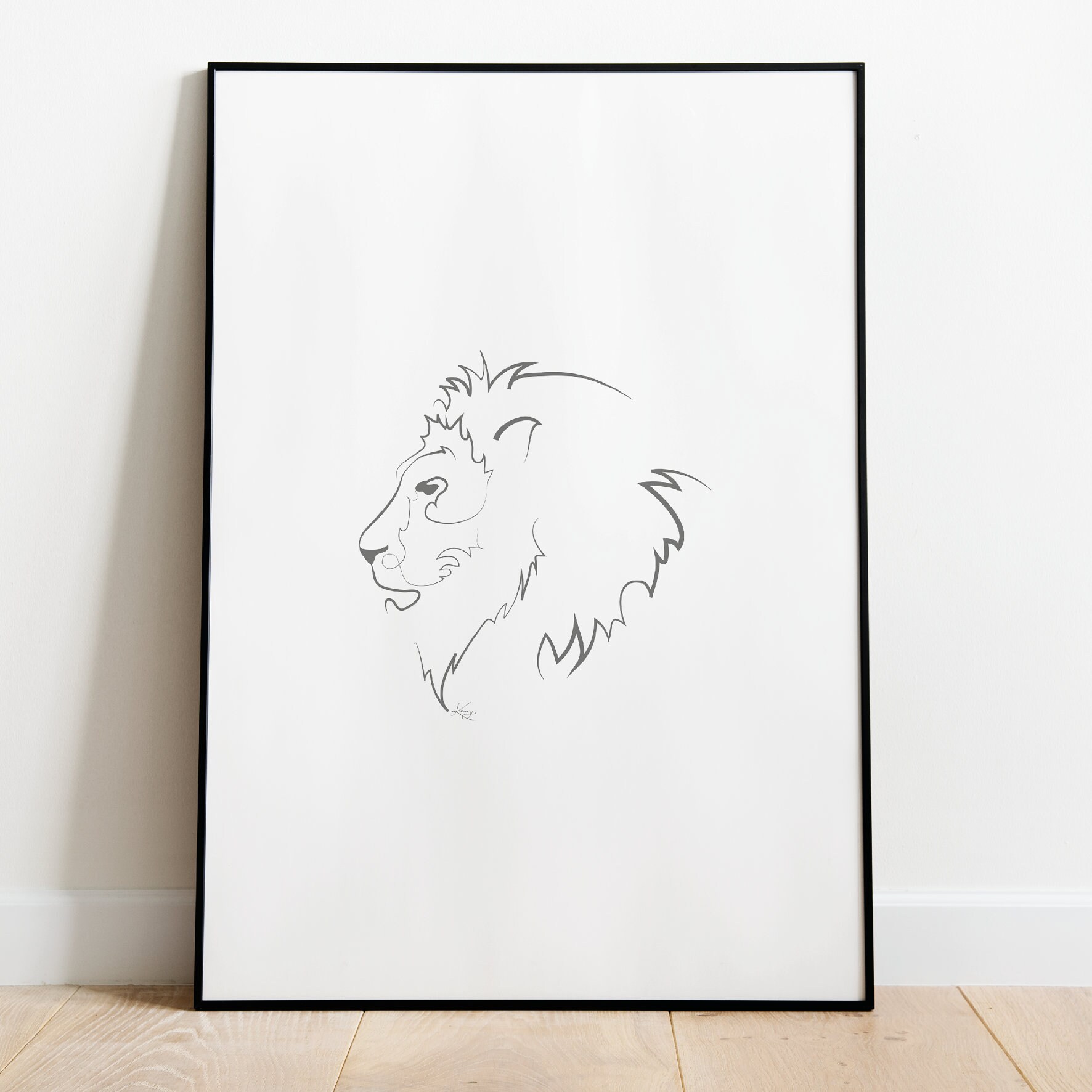 Lion Line Drawing Art Print, Africa, Instant Digital Download - Etsy