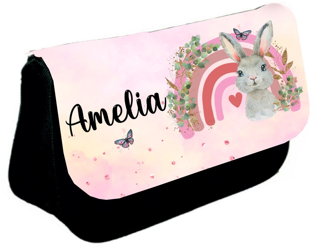 Bunny Rabbit Pencil Case Rainbow Pencil Case Easter Gift Back - Etsy