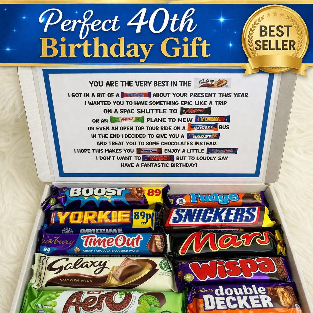 40th Birthday Chocolate Gift Box | Personalised Birthday Gift | Funny ...