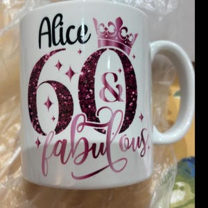 Ladies Personalised 60th Birthday Mug, 60 & Fabulous - Etsy UK