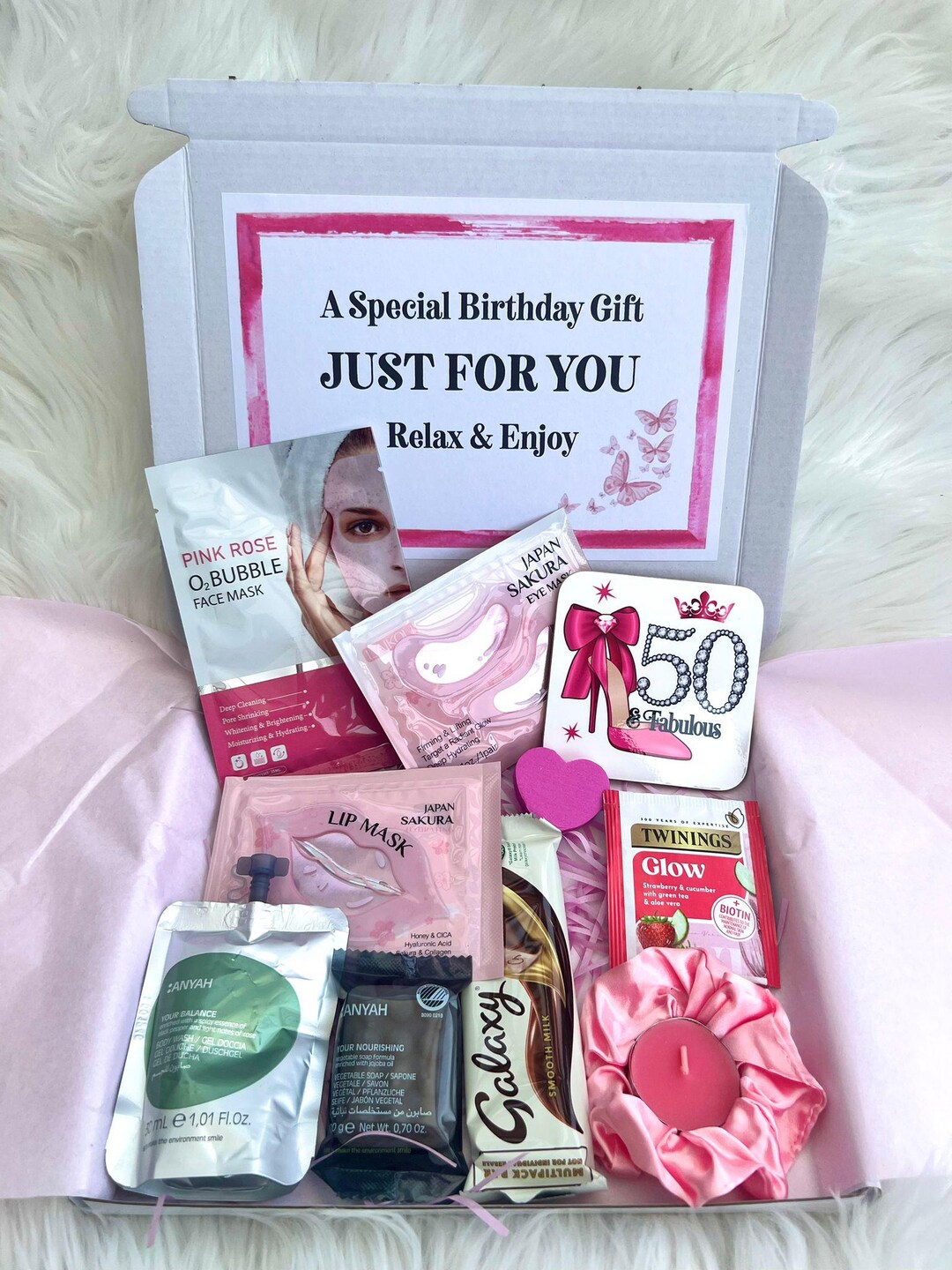 Ladies Personalised 50th Birthday Pamper Box , 50 & Fabulous 50th Gift ...
