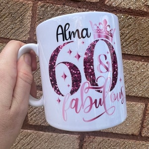 Ladies Personalised 60th Birthday Mug, 60 & Fabulous - Etsy UK