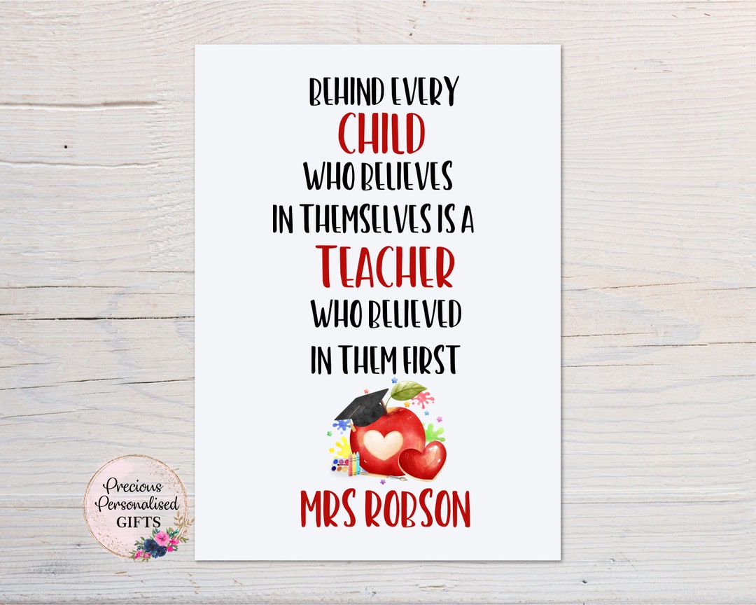 Teacher Gift, Thank You Teacher Gift, Teacher Quote A4 Print (no Frame ...