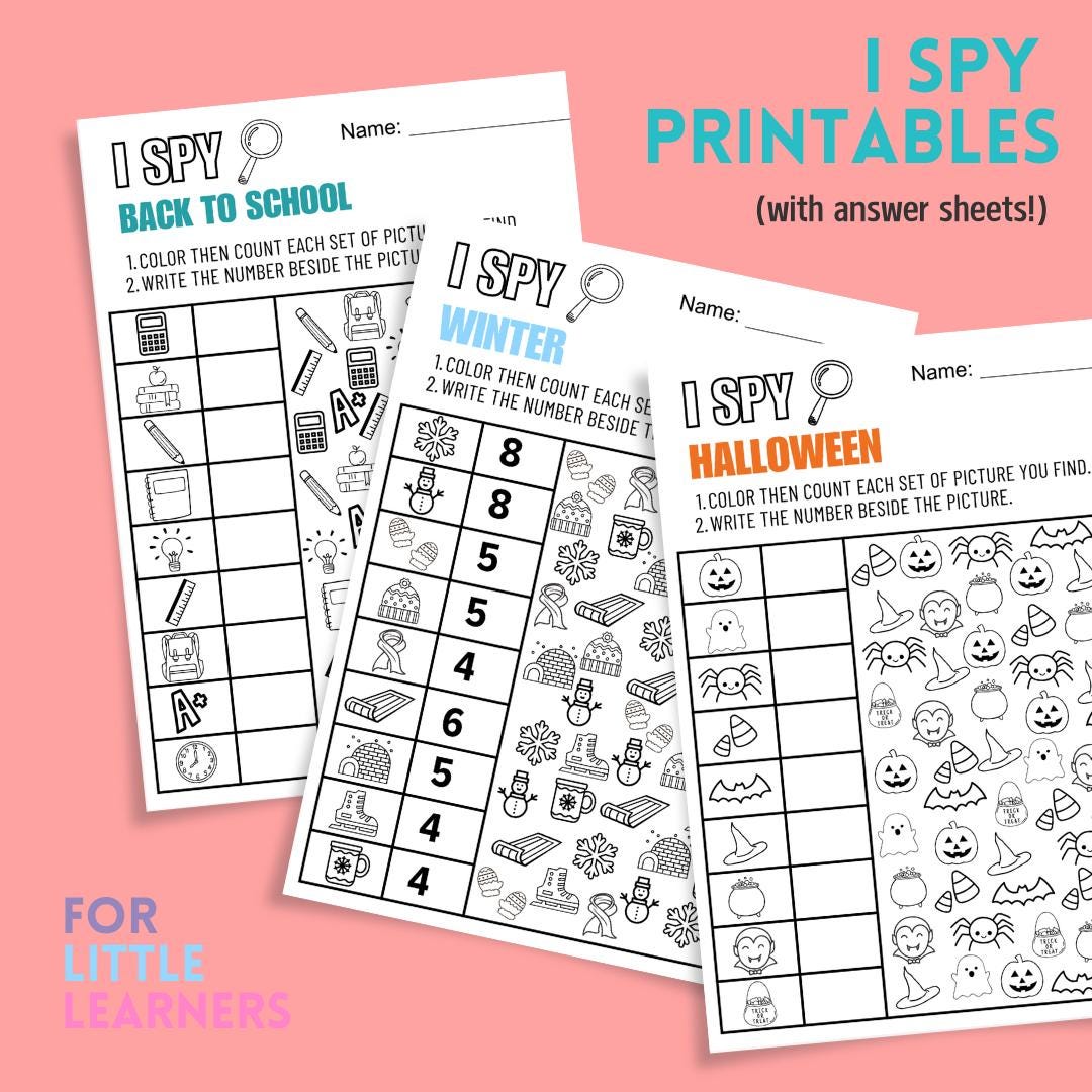 I Spy Printable Activity Pack for Preschoolers & Kindergarteners - 15 ...