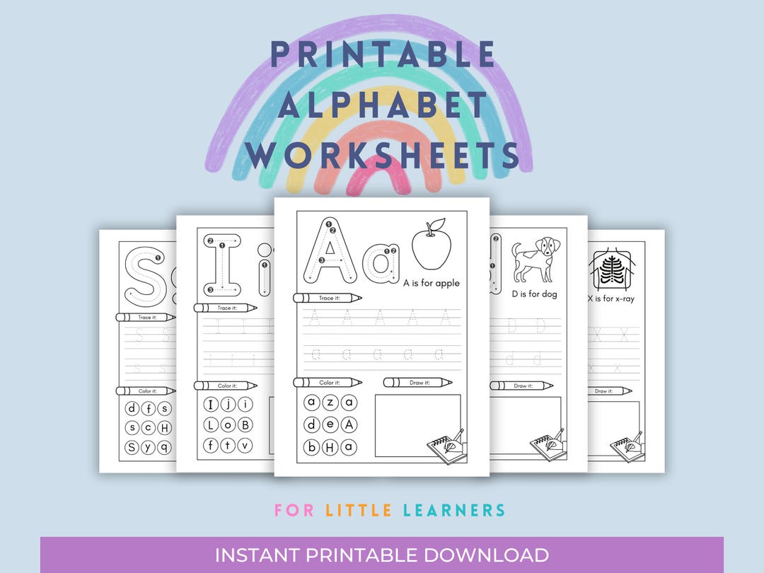 Kindergarten Alphabet Worksheet | Printable Letter Tracing, Coloring ...