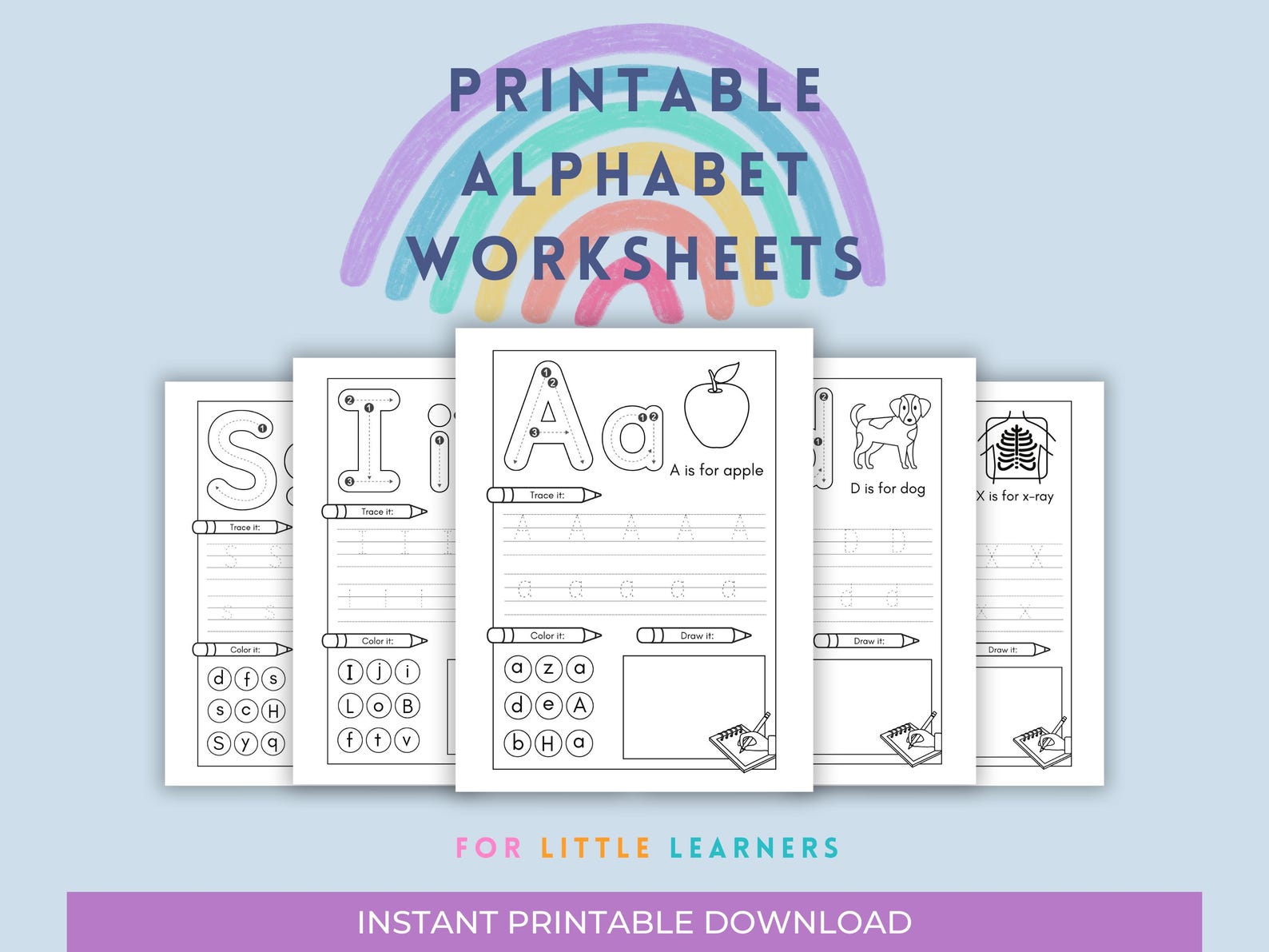 Kindergarten Alphabet Worksheet | Printable Letter Tracing, Coloring ...