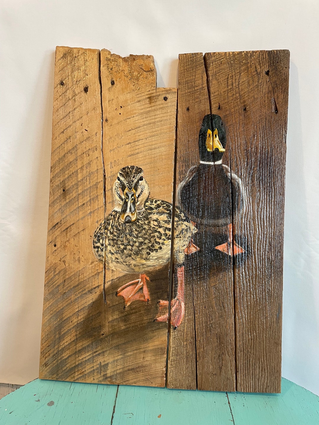 Rustic Mallard Duck Couple on Barn Wood - Etsy
