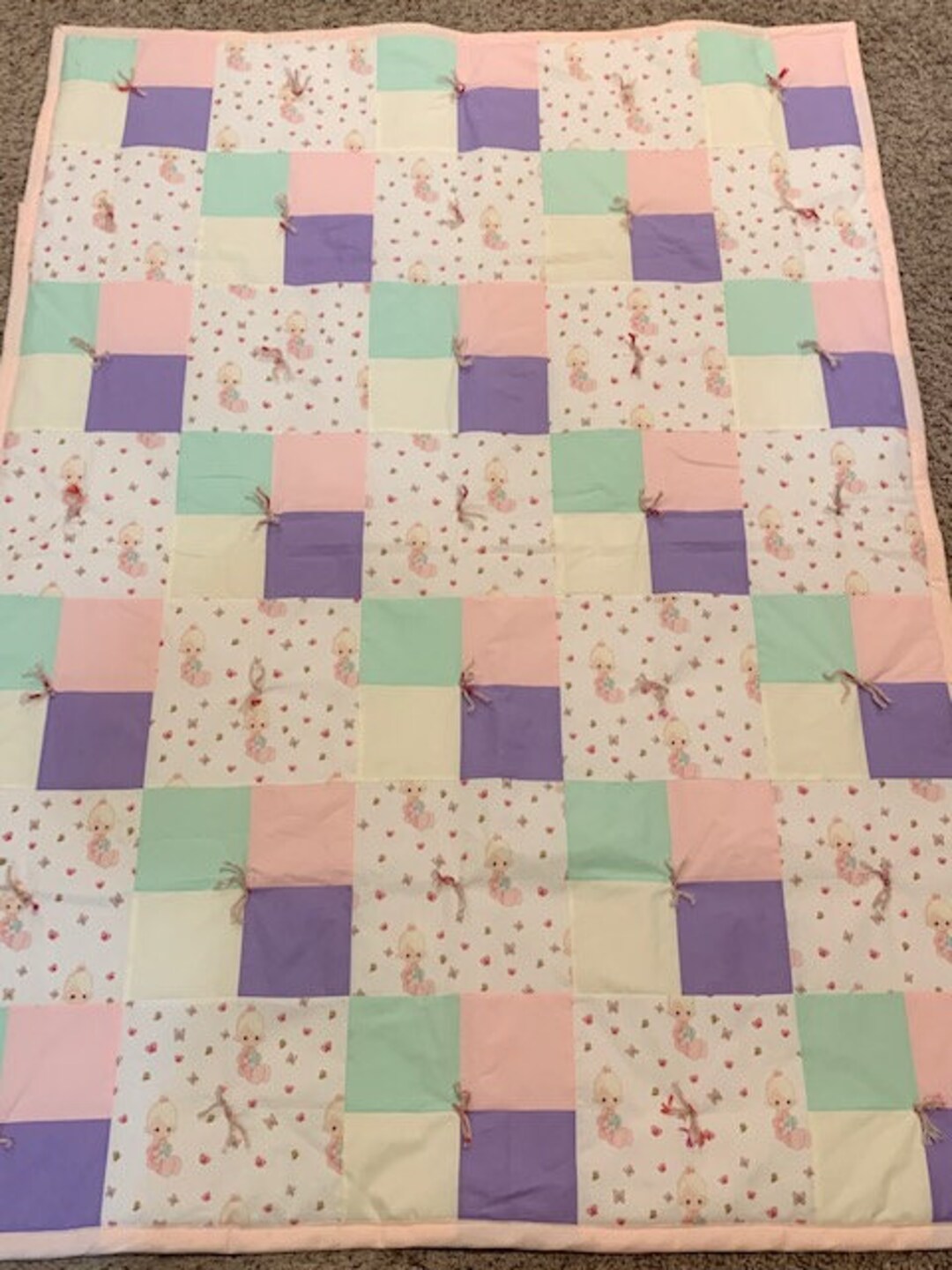 Precious Moments - Pink and Purple Baby Blanket - Etsy