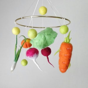 Needle Felted Veggie Mobile Hanging Vegetables Nursery Mobile Greenery ...