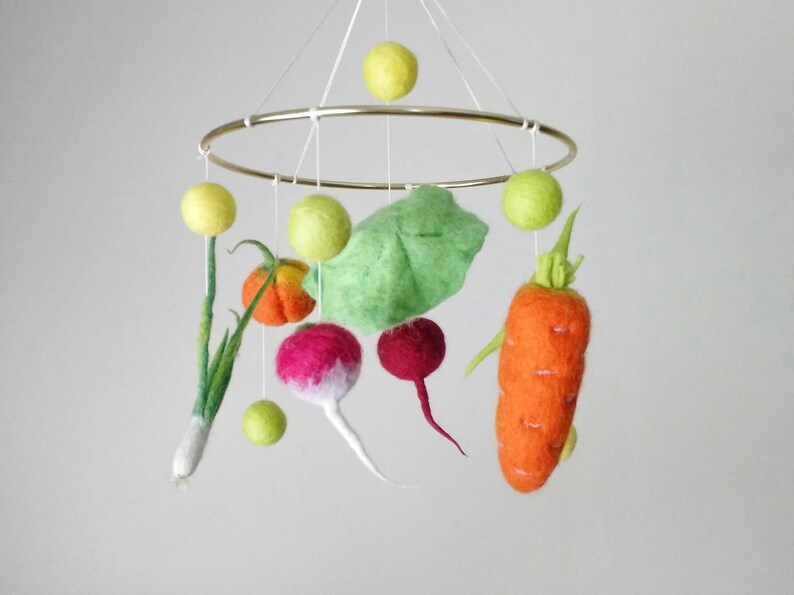 Needle Felted Veggie Mobile Hanging Vegetables Nursery Mobile - Etsy