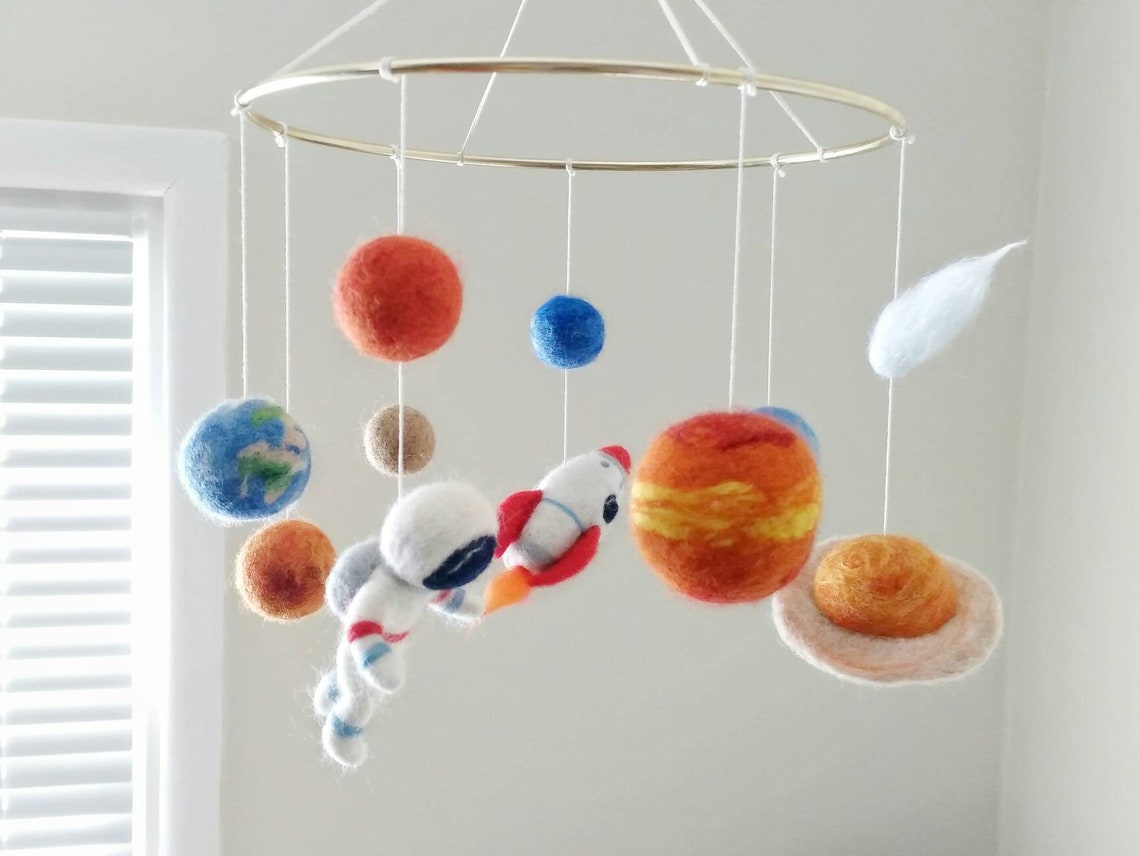 Solar system mobile baby Space mobile nursery Felt planets | Etsy