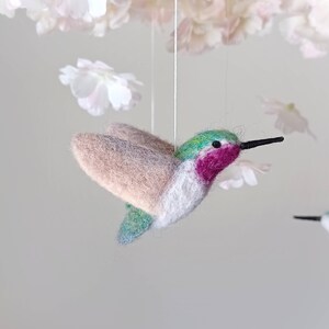 Hummingbird Mobile Felt Bird Mobile Nursery Flower Baby Mobile - Etsy