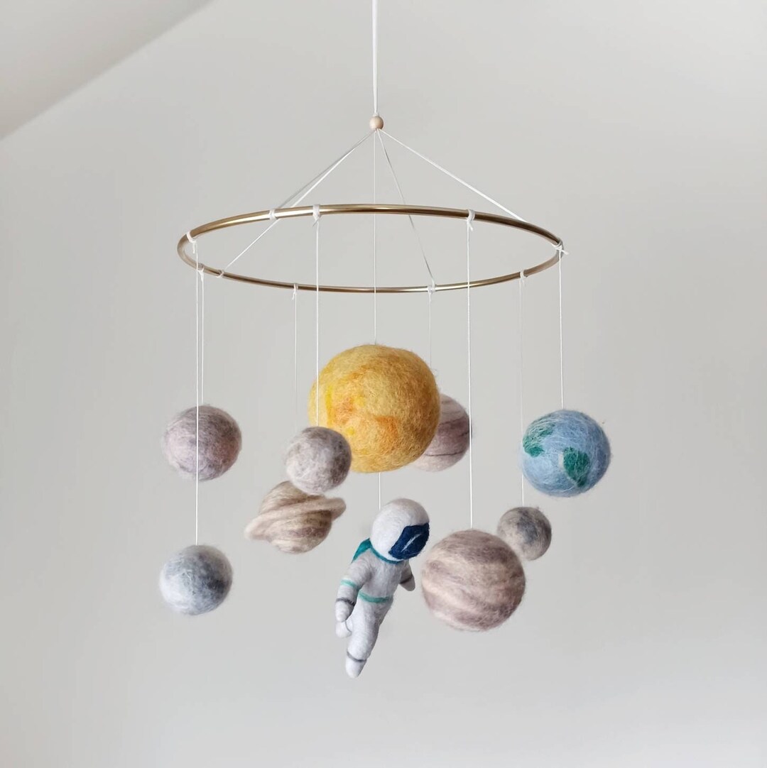 Pastel Solar System Mobile Crib Felt Planets Mobile Nursery Outer Space Mobile Boy Galaxy Mobile ...