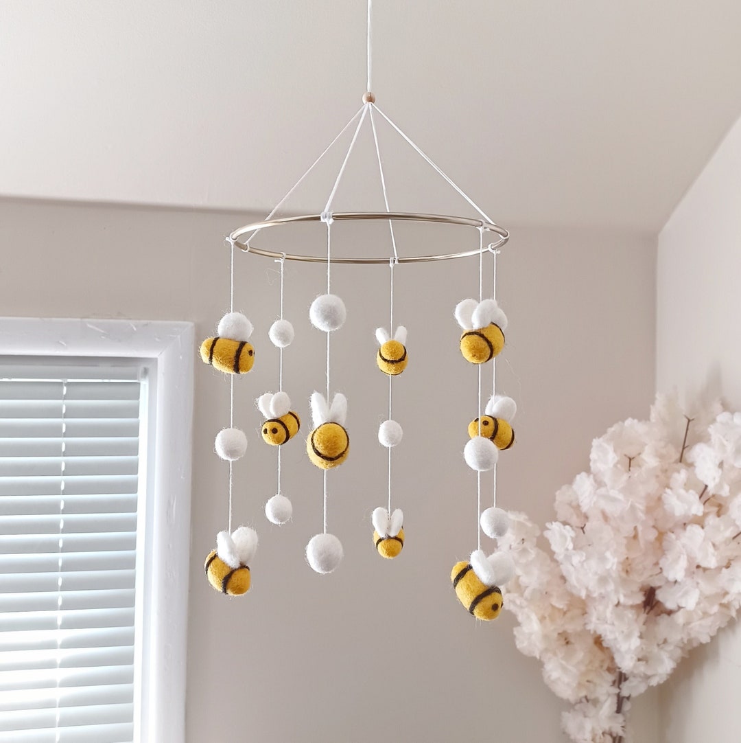Bumble Bee Baby Mobile Girl Felt Bee Mobile Nursery Woodland Crib ...