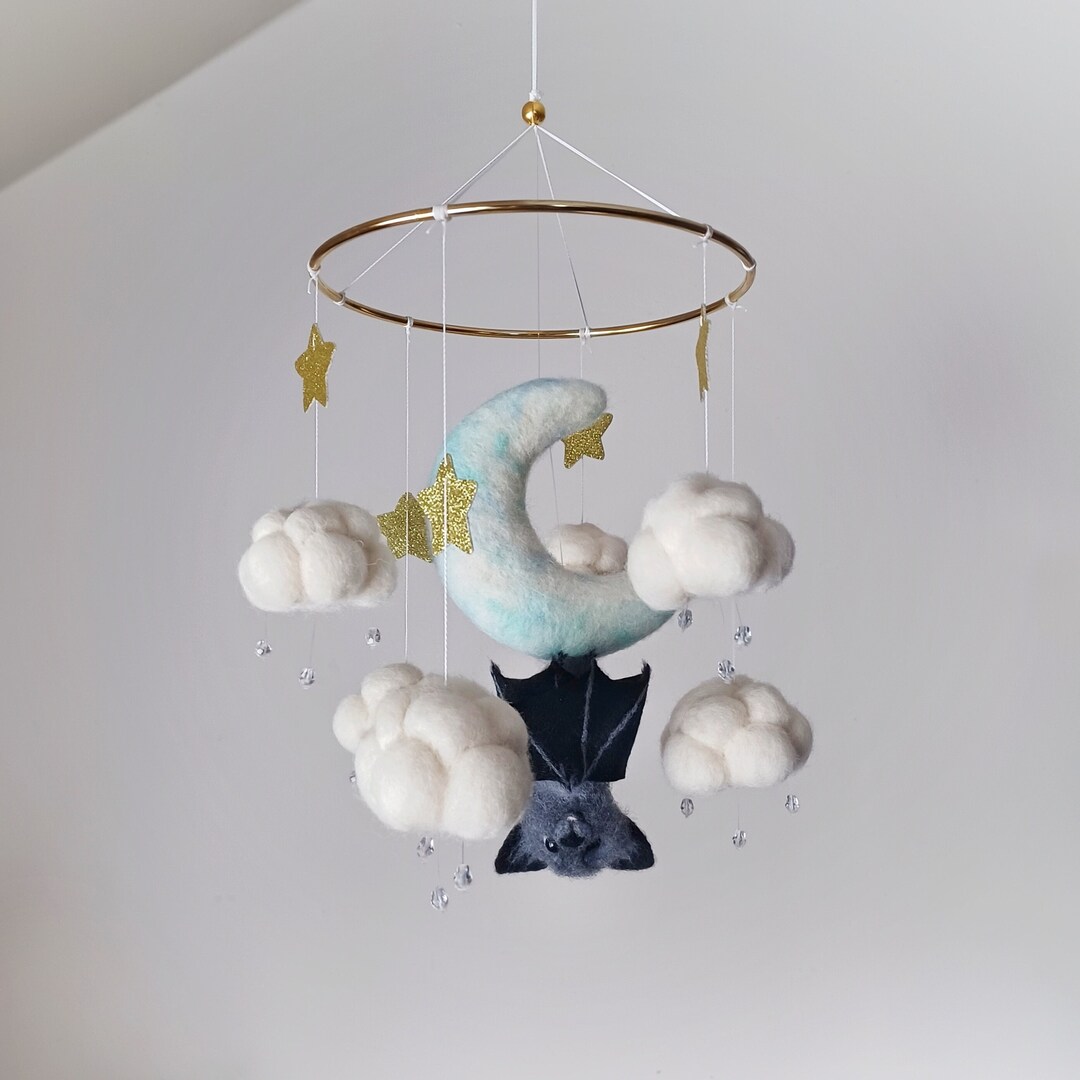 Bat Baby Mobile Boy Bat Crib Mobile Girl Felt Bat Nursery Mobile ...