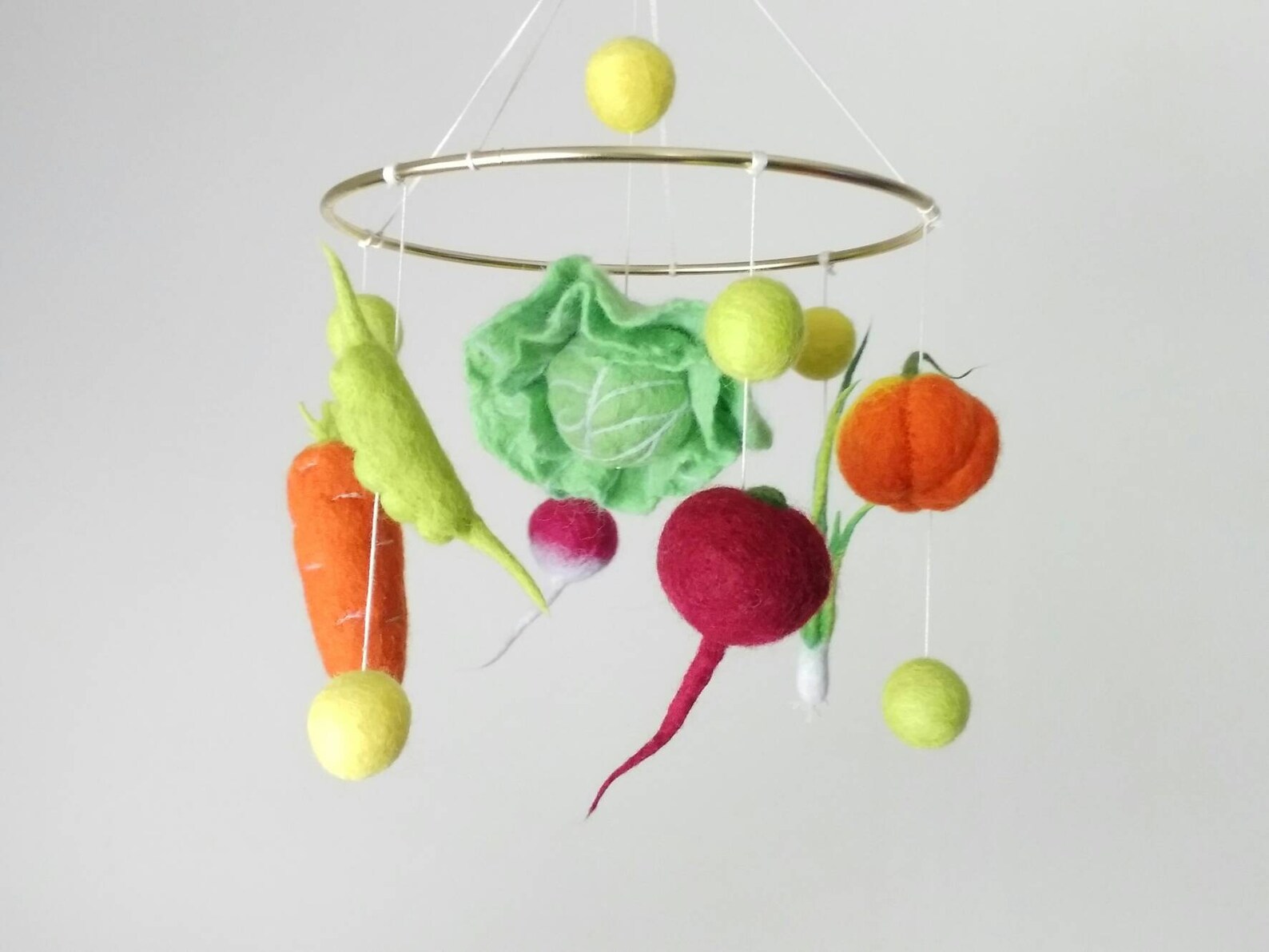 Needle Felted Veggie Mobile Hanging Vegetables Nursery Mobile - Etsy