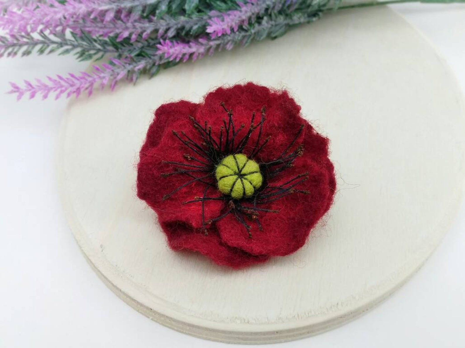 Red Poppy Brooch Flower Fabric Brooch Pin Felt Flowers Broach Floral ...