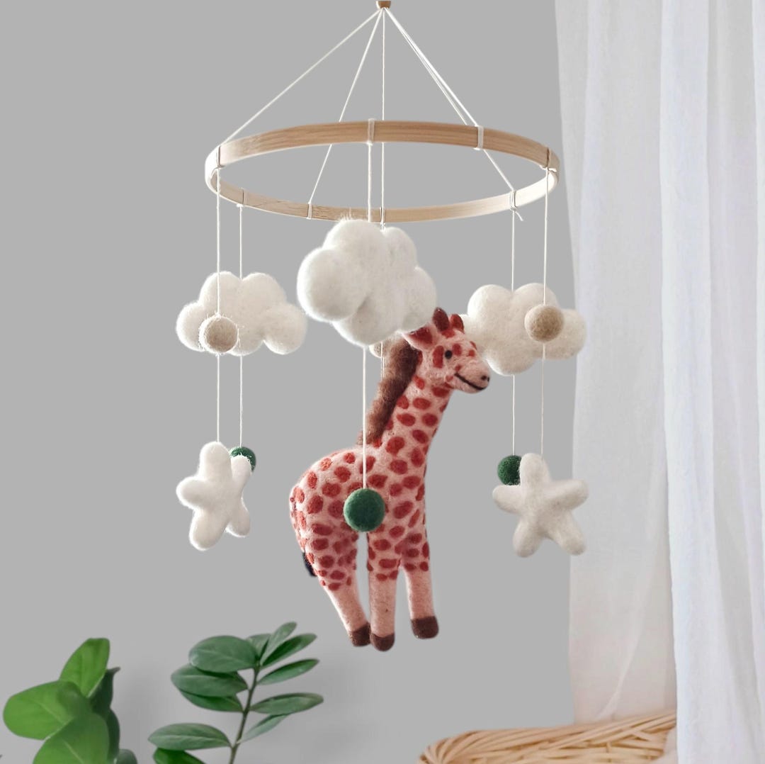 Giraffe Mobile Safari Baby Mobile Boy Giraffe Crib Mobile Girl Cloud ...