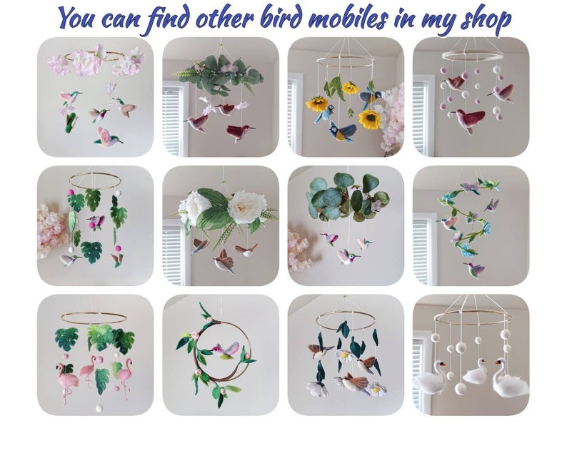 Bird Mobile for Nursery Greenery Baby Mobile Girl Felt Hummingbird ...