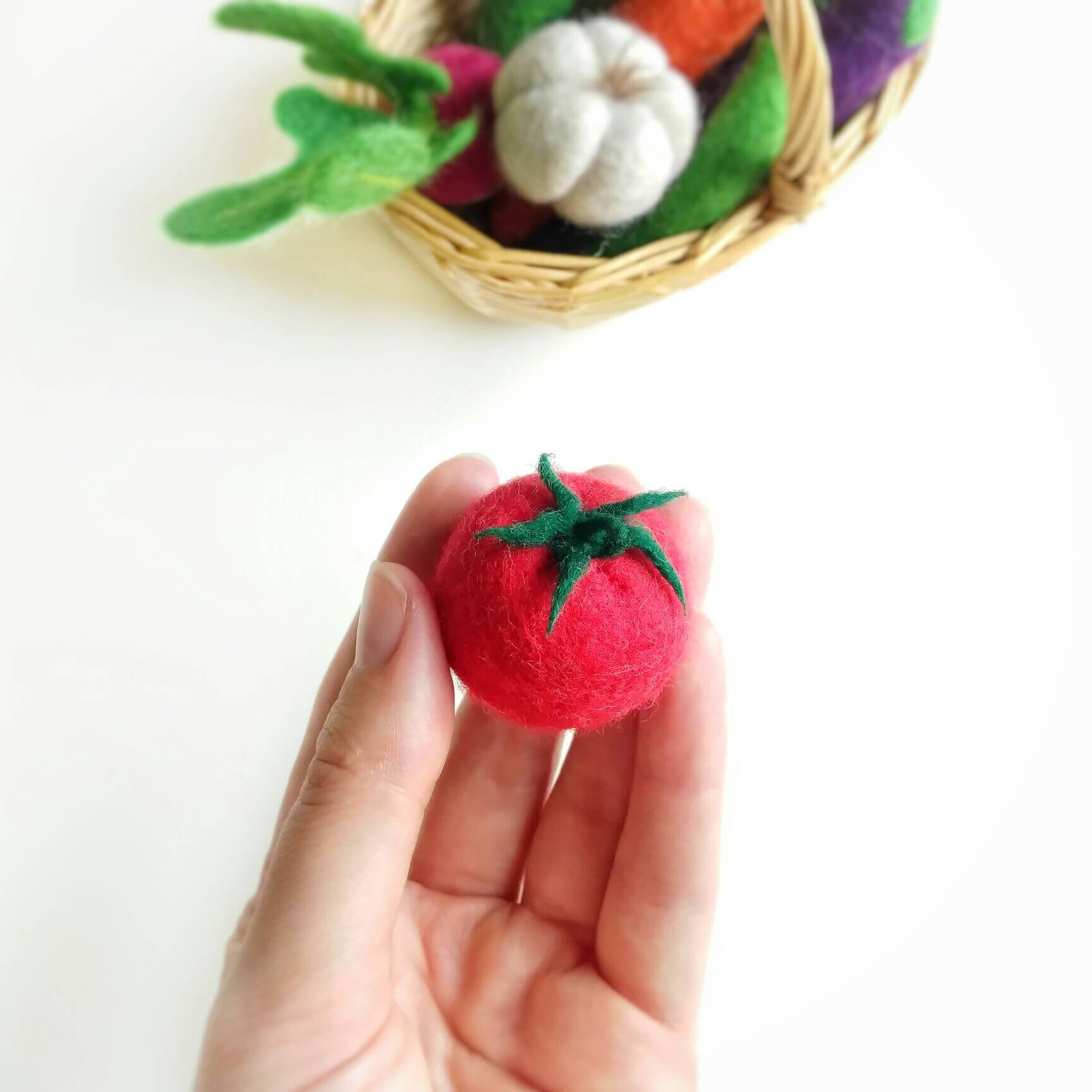 Needle Felted Tomato Felt Vegetable Toy Wool Play Kitchen - Etsy