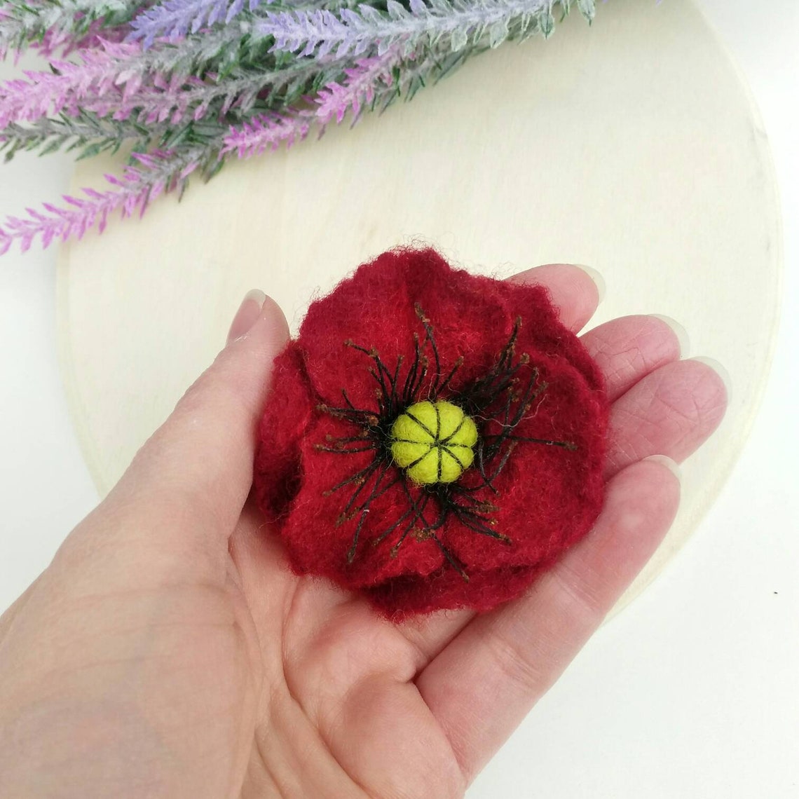 Red Poppy Brooch Flower Fabric Brooch Pin Felt Flowers Broach Floral ...