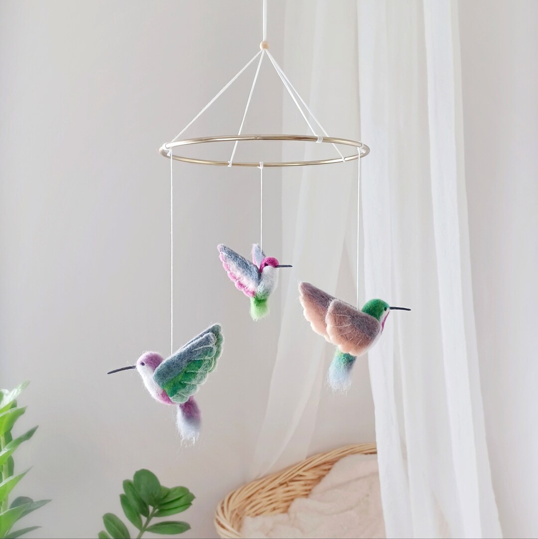 Hummingbird Mobile Flying Bird Baby Mobile Neutral Woodland Nursery ...