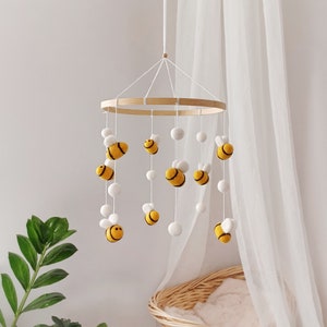 Bee Mobile Bumble Bee Baby Mobile Girl Felt Bee Crib Mobile Neutral ...
