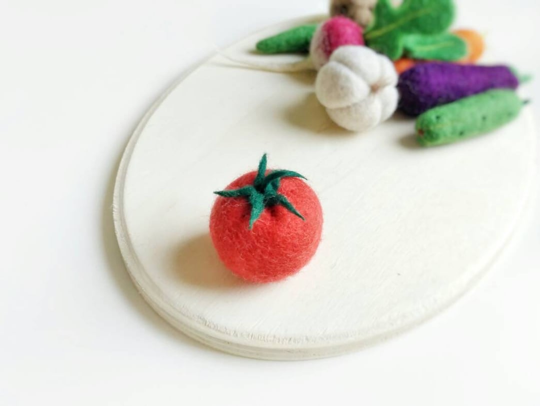 Needle Felted Tomato, Felt Vegetable Toy, Wool Play Kitchen Food, Eco ...