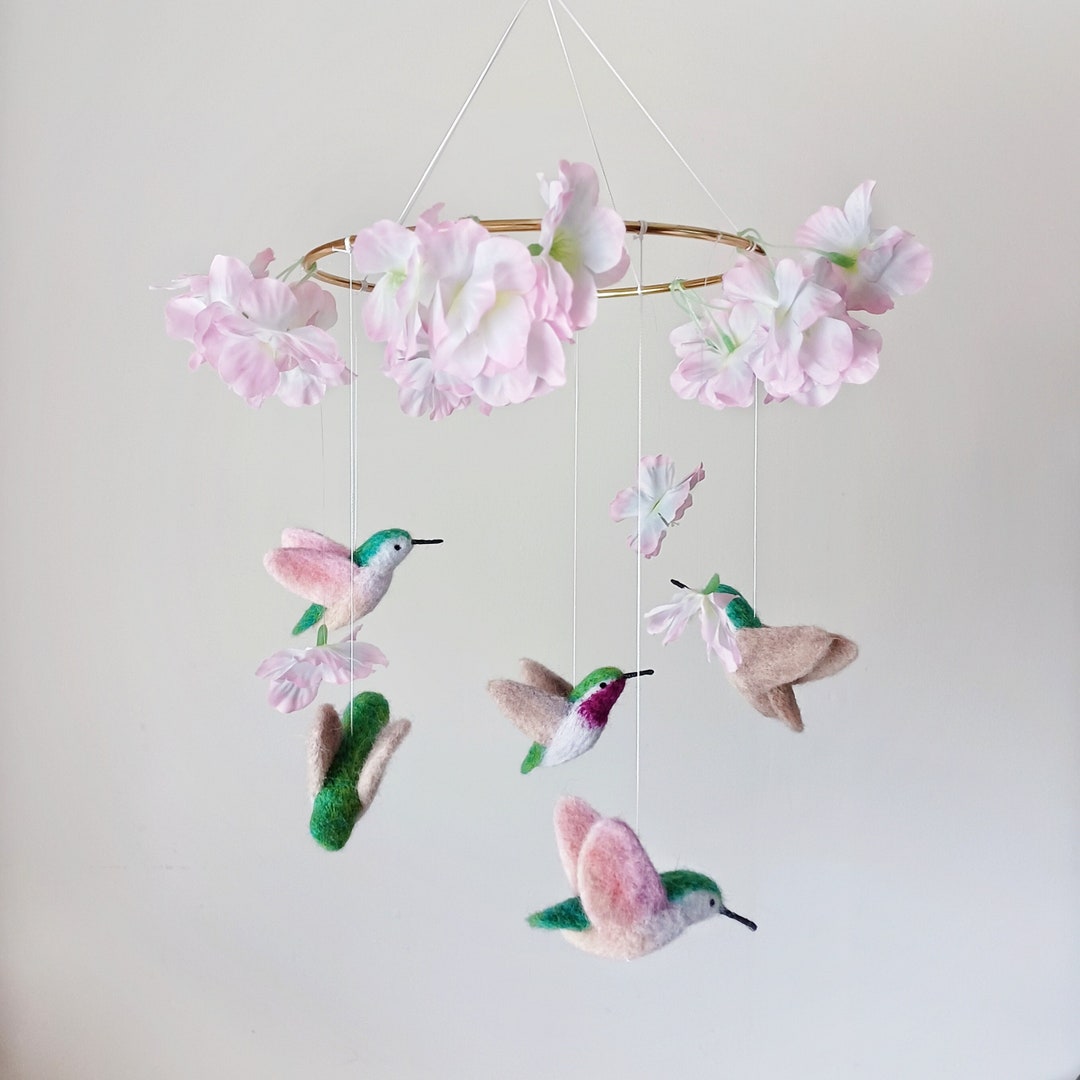 Hummingbird Mobile Crib Flying Bird Mobile Nursery Flower Baby Mobile ...
