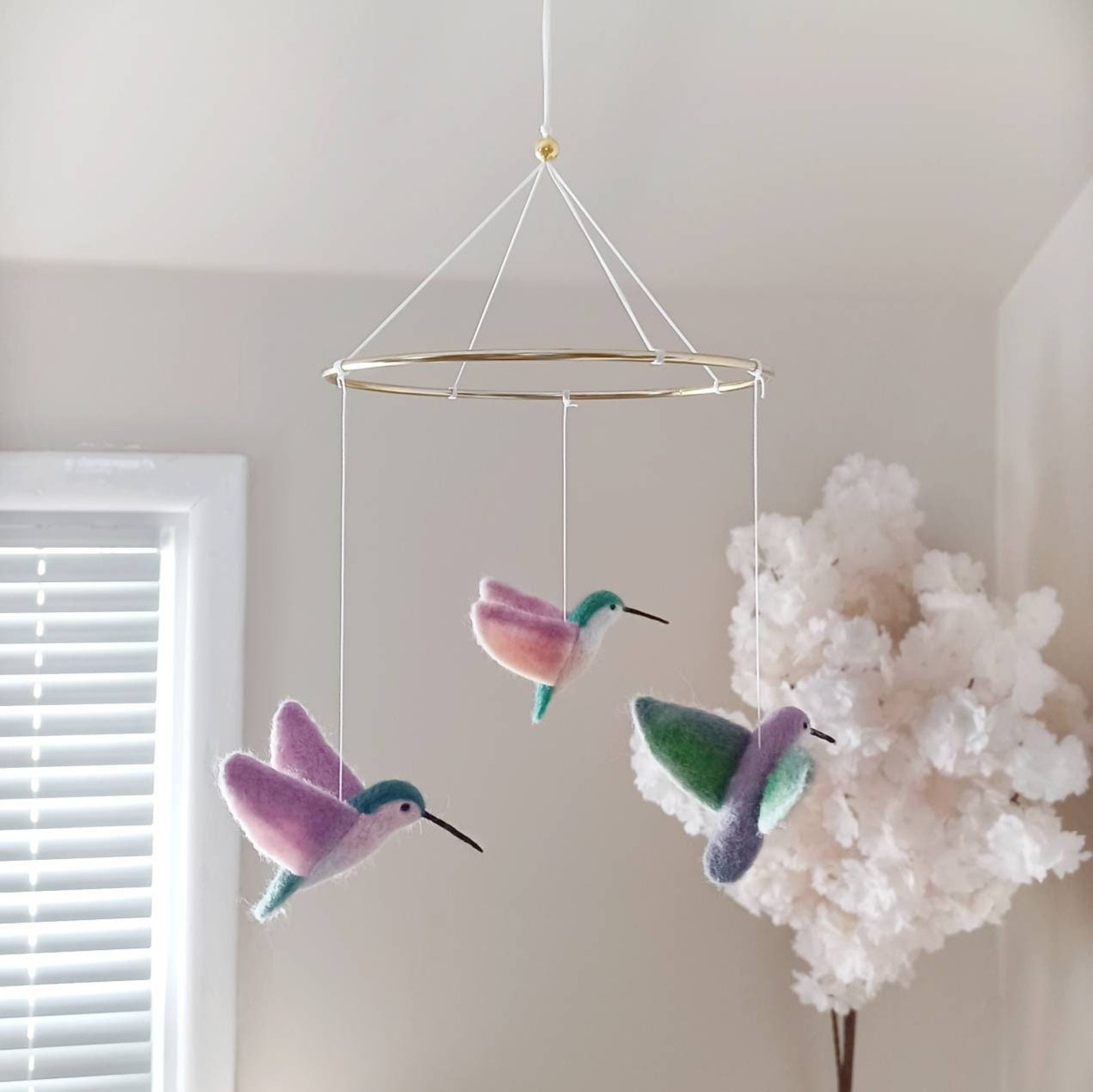 Flying Birds Mobile Nursery Hummingbird Mobile Woodland Baby Mobile ...