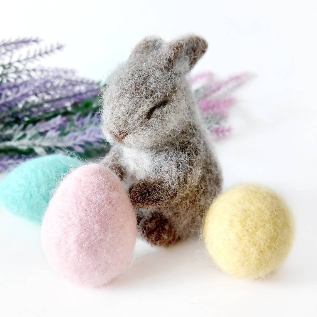 Easter Needle Felted Bunny With Egg Needle Felted Rabbit Art Doll Felt ...