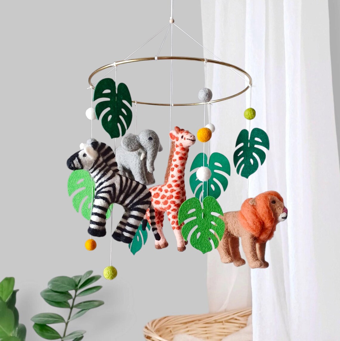 Safari Baby Mobile Boy With Elephant Giraffe Zebra Jungle Animal Baby ...