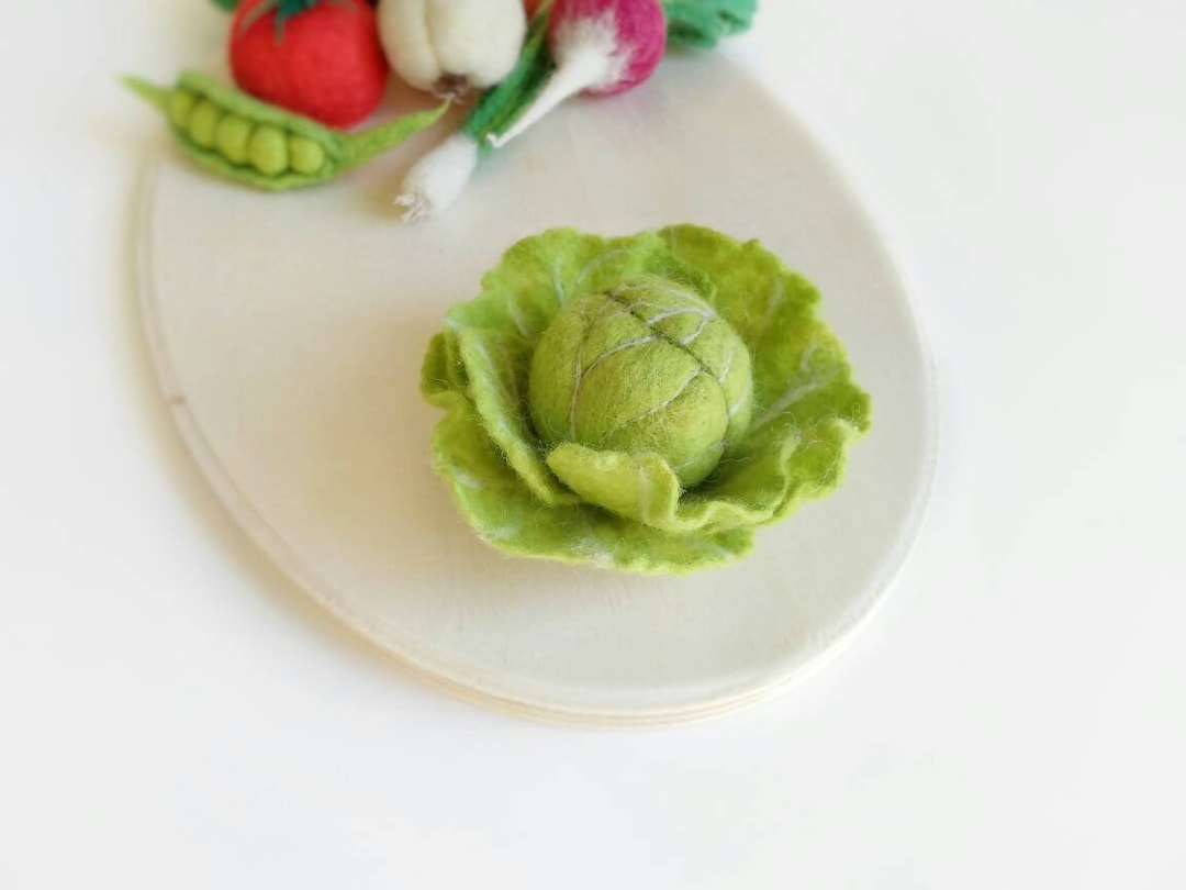 Felt Cabbage Play Food, Needle Felted Vegetables, Pretend Garden ...