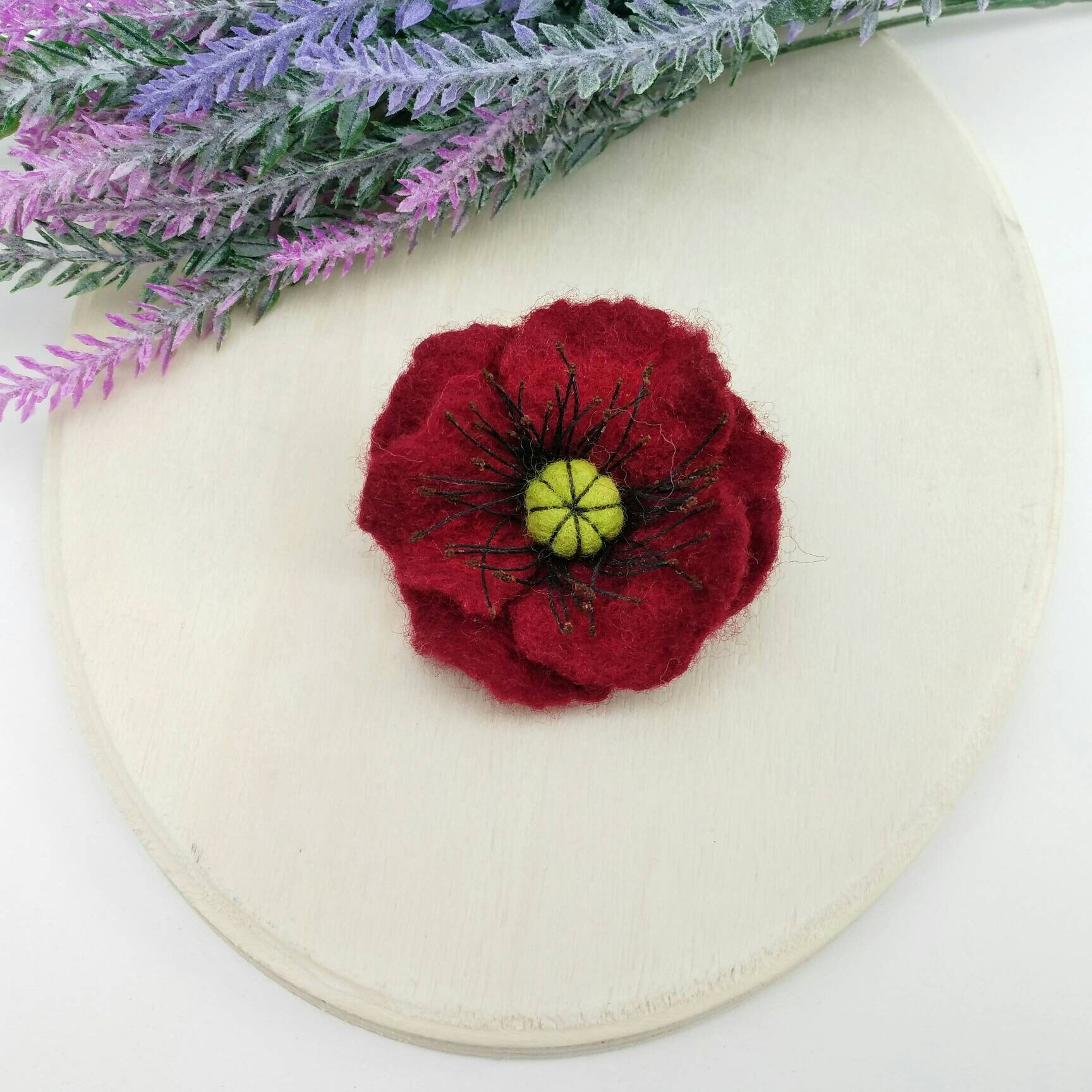 Red Poppy Brooch Flower Fabric Brooch Pin Felt Flowers Broach Floral ...