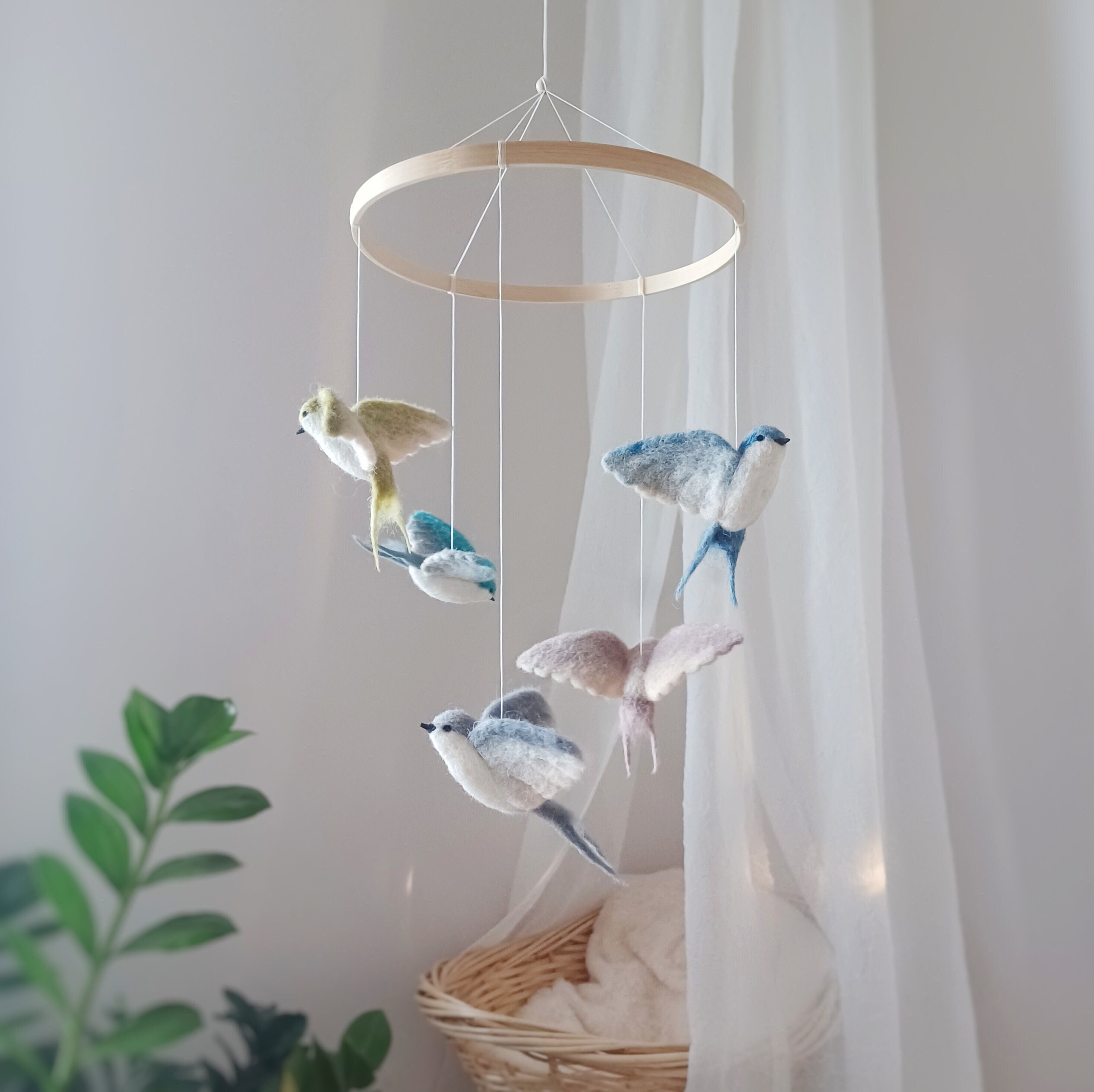 Flying Bird Mobile for Nursery Swallow Mobile Birds Baby Mobile Girl ...