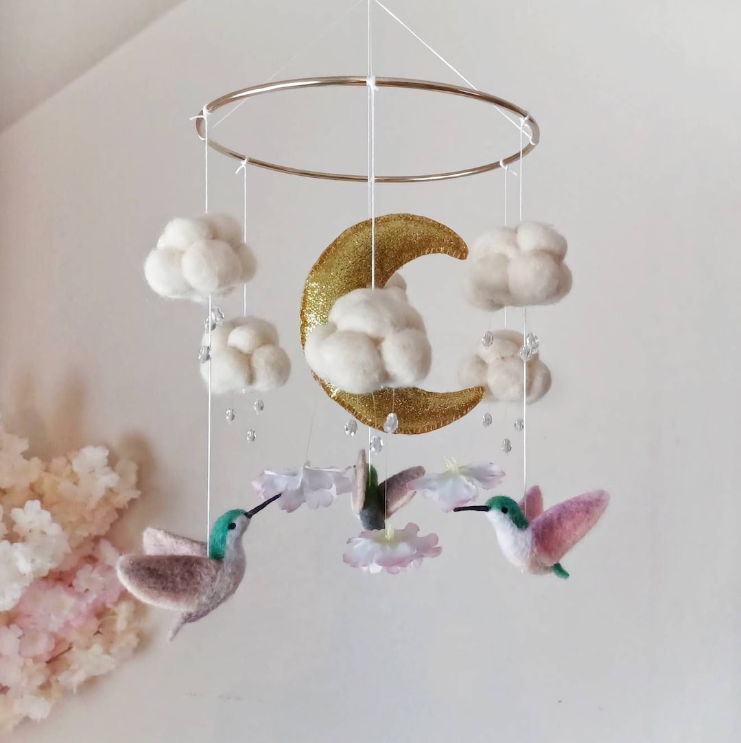 Hummingbird Mobile Cloud Mobile Nursery Felt Bird Mobile Nature Baby ...