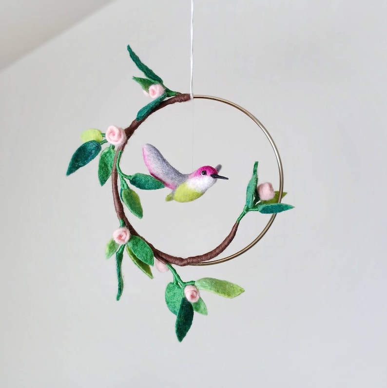Hummingbird Mobile Nursery Felt Humming Bird Mobile Tropical - Etsy
