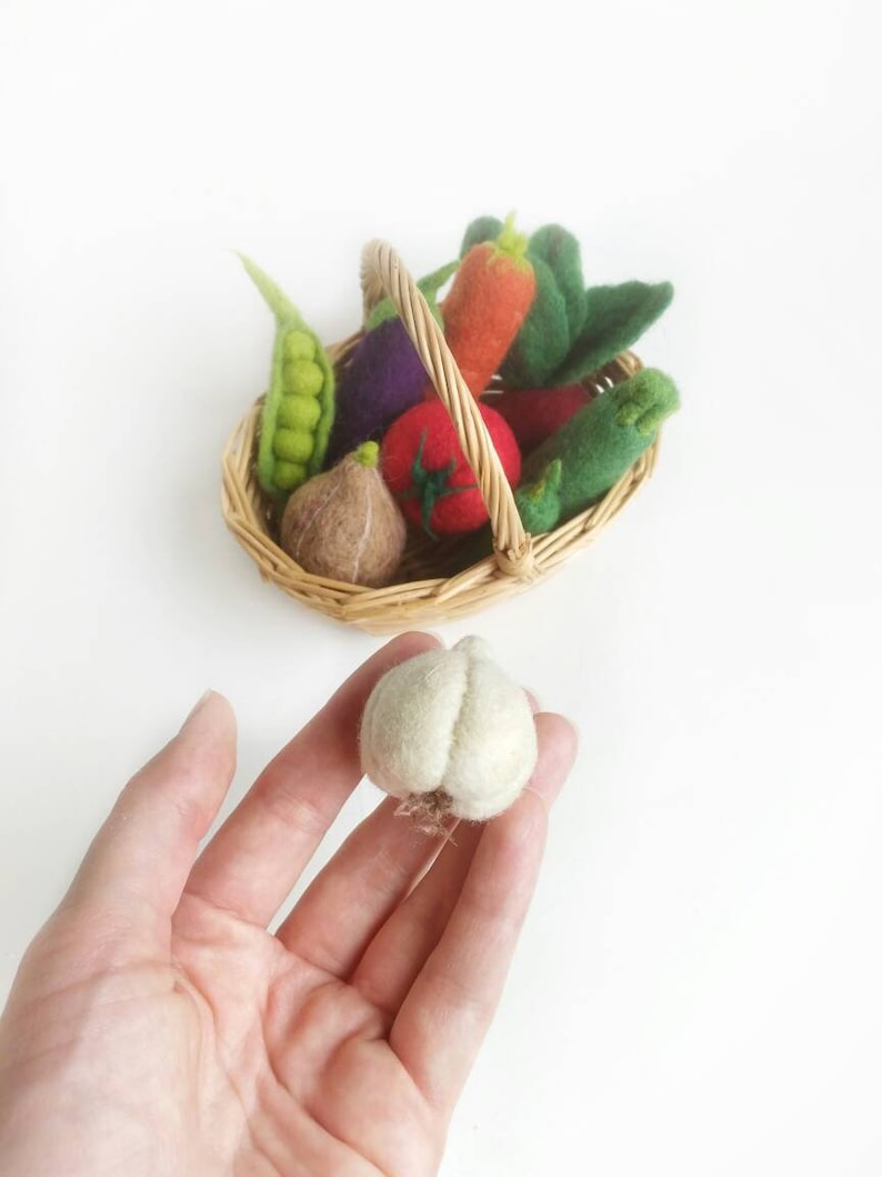Felted Garlic Bulb, Needle Felted Vegetables, Realistic Food, Kitchen ...