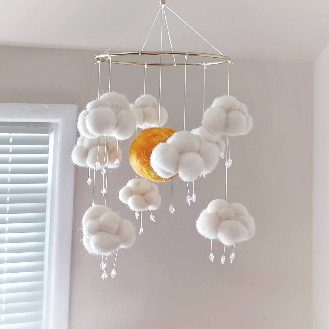 Rain Cloud Mobile Nursery Sun Baby Mobile Boy Space Mobile Crib Sky ...