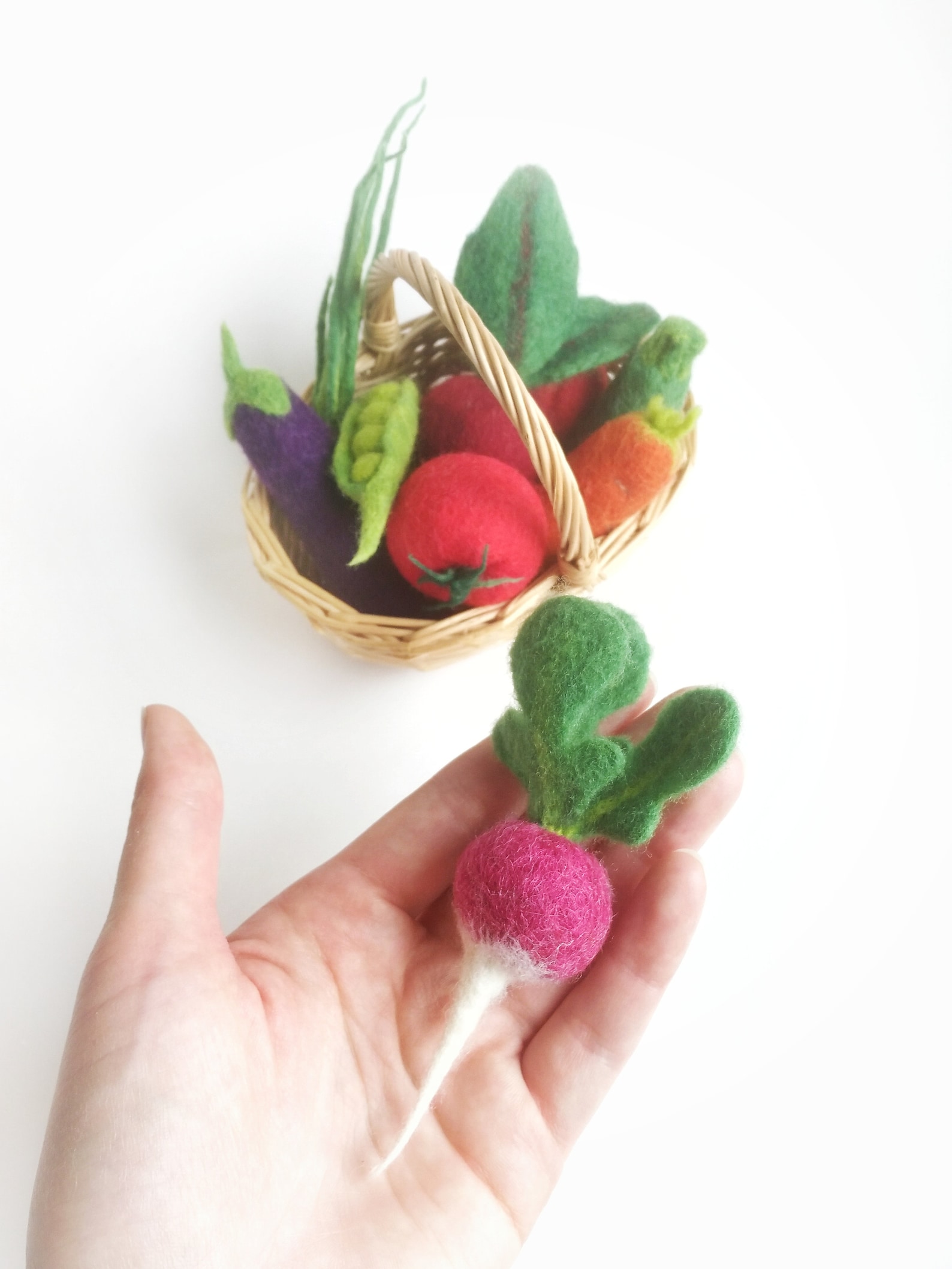 18 Needle Felted Vegetables Set, Felt Vegetable Garden, Kitchen Play ...