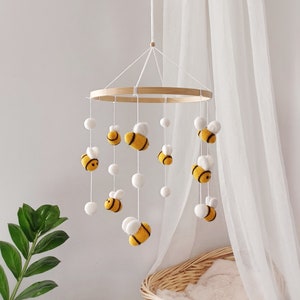 Bee Mobile Bumble Bee Baby Mobile Girl Felt Bee Crib Mobile Neutral ...