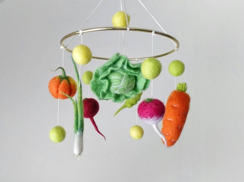 Needle Felted Veggie Mobile Hanging Vegetables Nursery Mobile - Etsy
