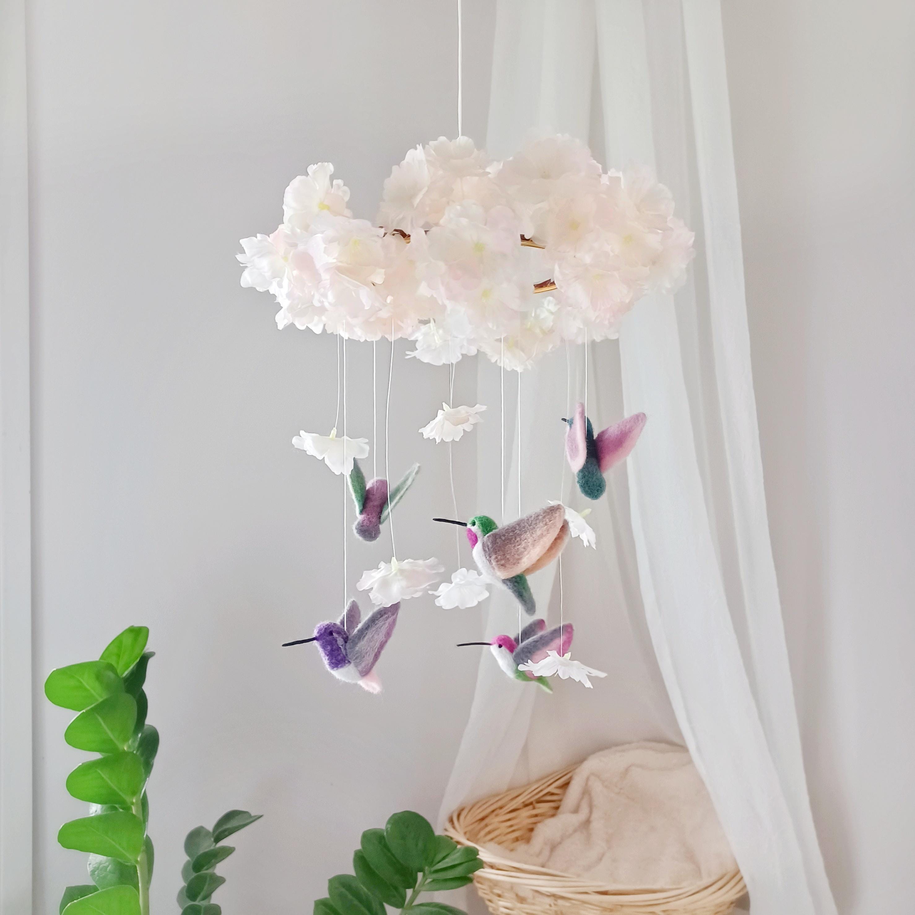 Hummingbird Mobile Baby Mobile Bird Mobile Nursery Pink Flower Baby ...