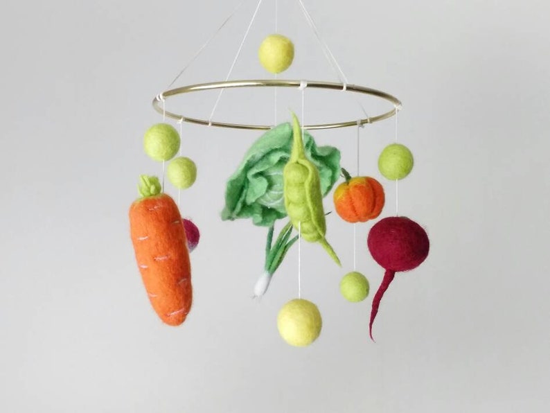 Needle Felted Veggie Mobile Hanging Vegetables Nursery Mobile - Etsy