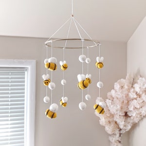Bee Mobile Bumble Bee Baby Mobile Girl Felt Bee Crib Mobile Neutral ...