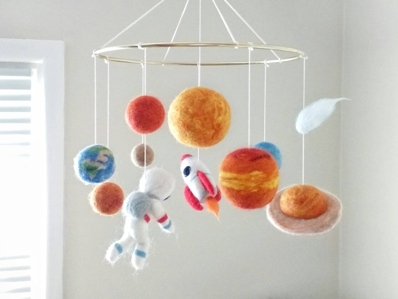 Solar system mobile baby Space mobile nursery Felt planets | Etsy